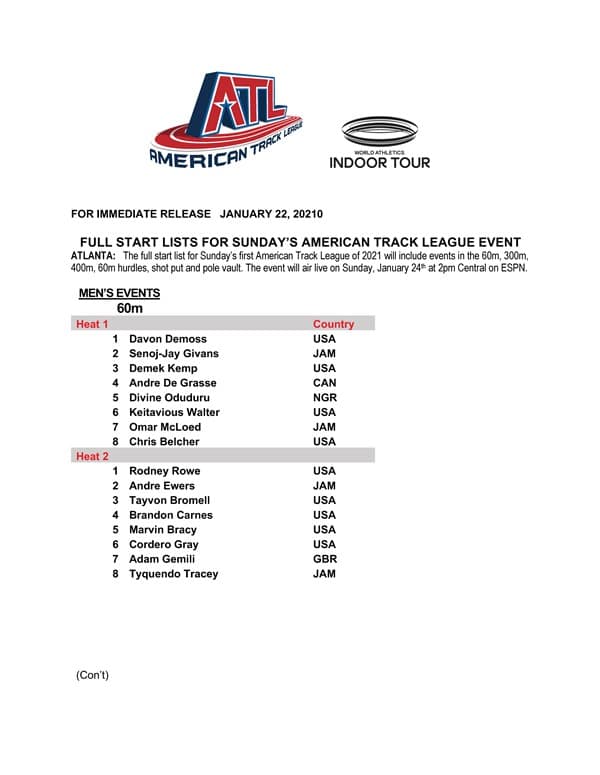 First of 4 American Track League Meets at Randal Tyson Track Center on ...